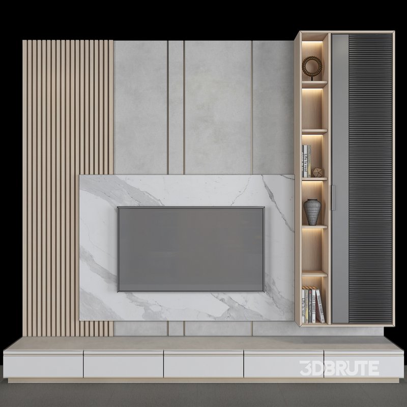 TV WALL SET 04 3d model Buy Download 3dbrute