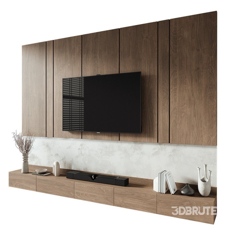 Tv wall set 013 3d model Buy Download 3dbrute