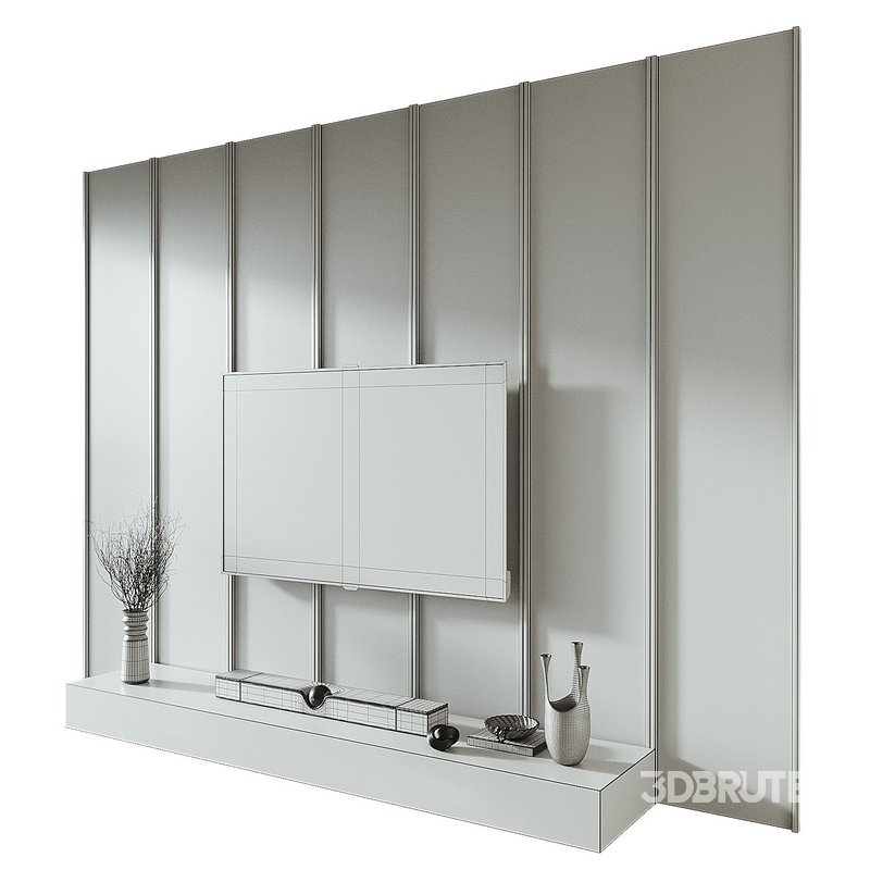 TV WALL set 008 3d model Buy Download 3dbrute