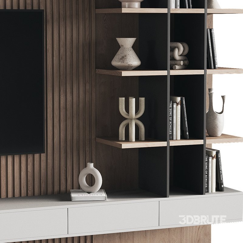 tv wall 013 3d model Buy Download 3dbrute
