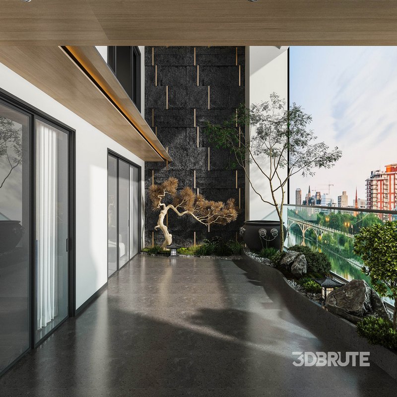 Modern balcony 3d model Buy Download 3dbrute