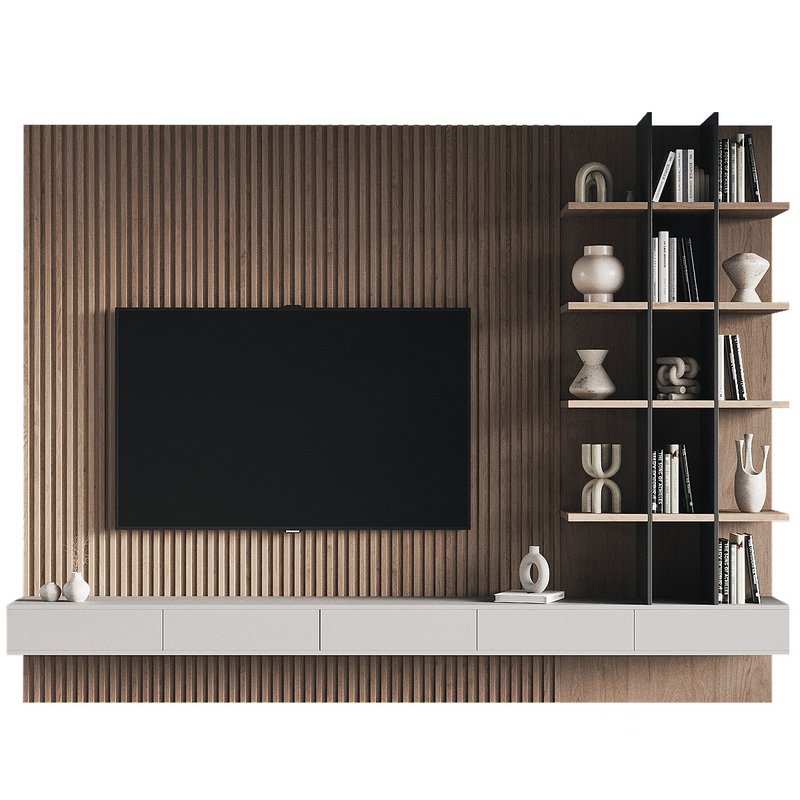 tv wall 013 3d model Buy Download 3dbrute