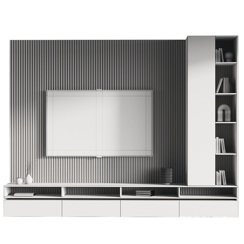 Tv Wall Set 035 3d model Buy Download 3dbrute