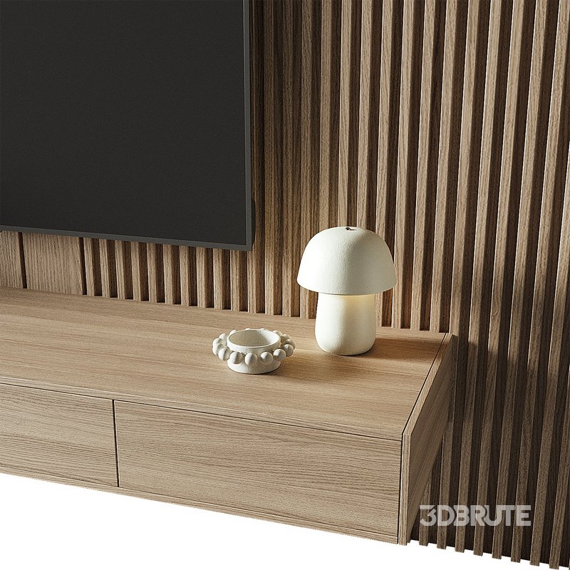TV WALL set 002 3d model Buy Download 3dbrute