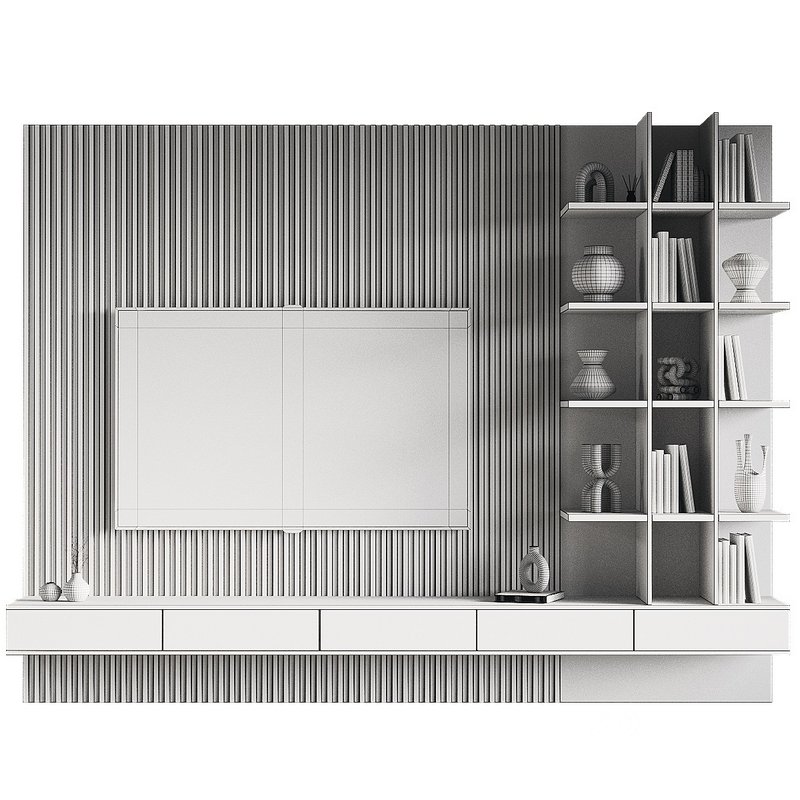 tv wall 013 3d model Buy Download 3dbrute