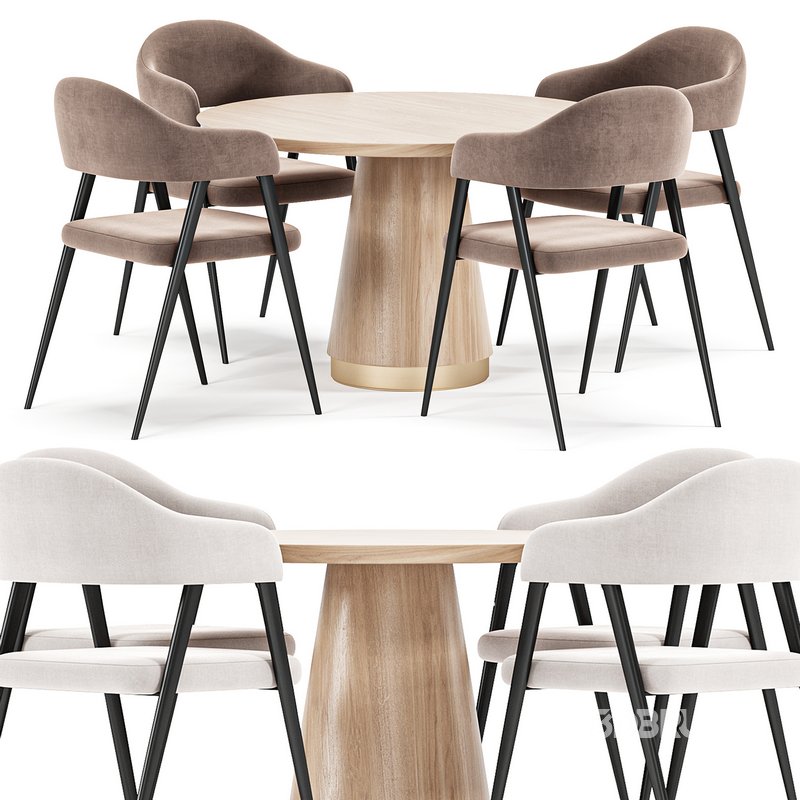 Olga table,Twin chair, Dining set 3d model Buy Download 3dbrute