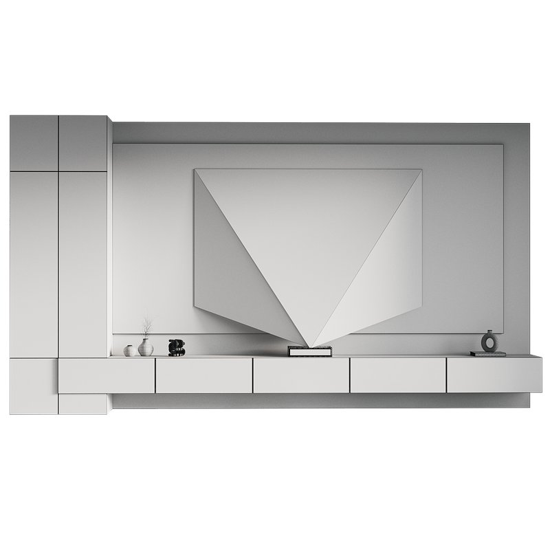 tv wall 041 3d model Buy Download 3dbrute
