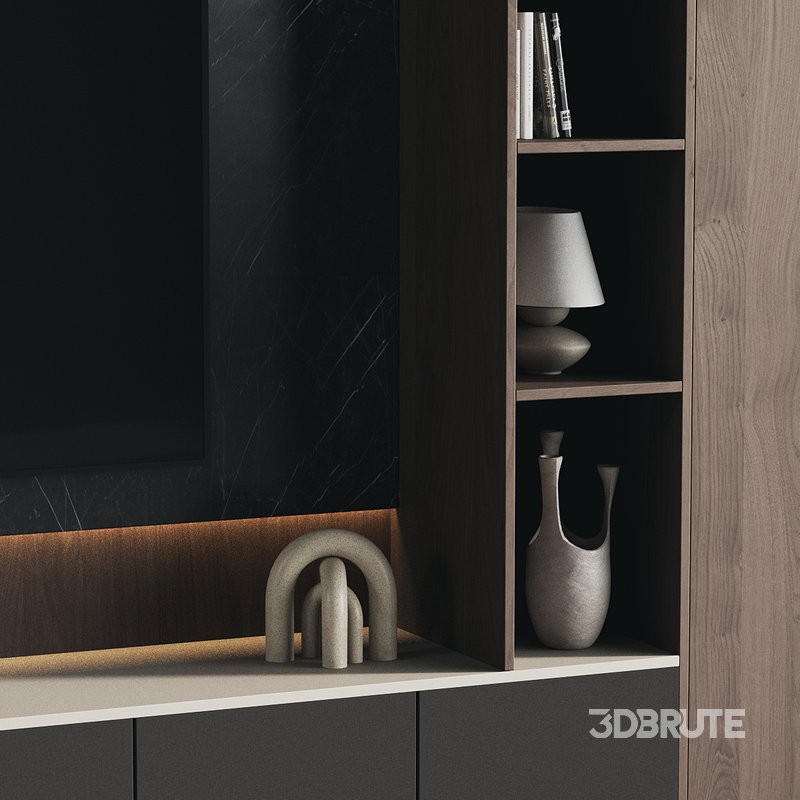 tv wall 025 3d model Buy Download 3dbrute