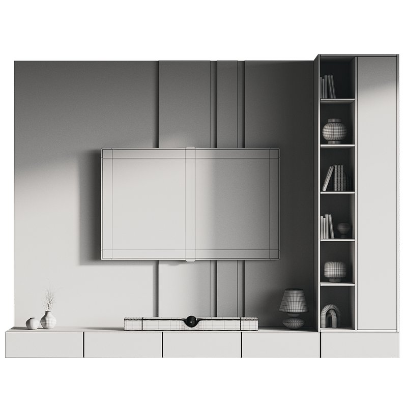 tv wall 039 3d model Buy Download 3dbrute