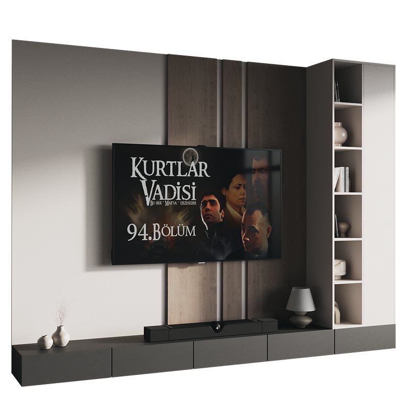 tv wall 039 3d model Buy Download 3dbrute