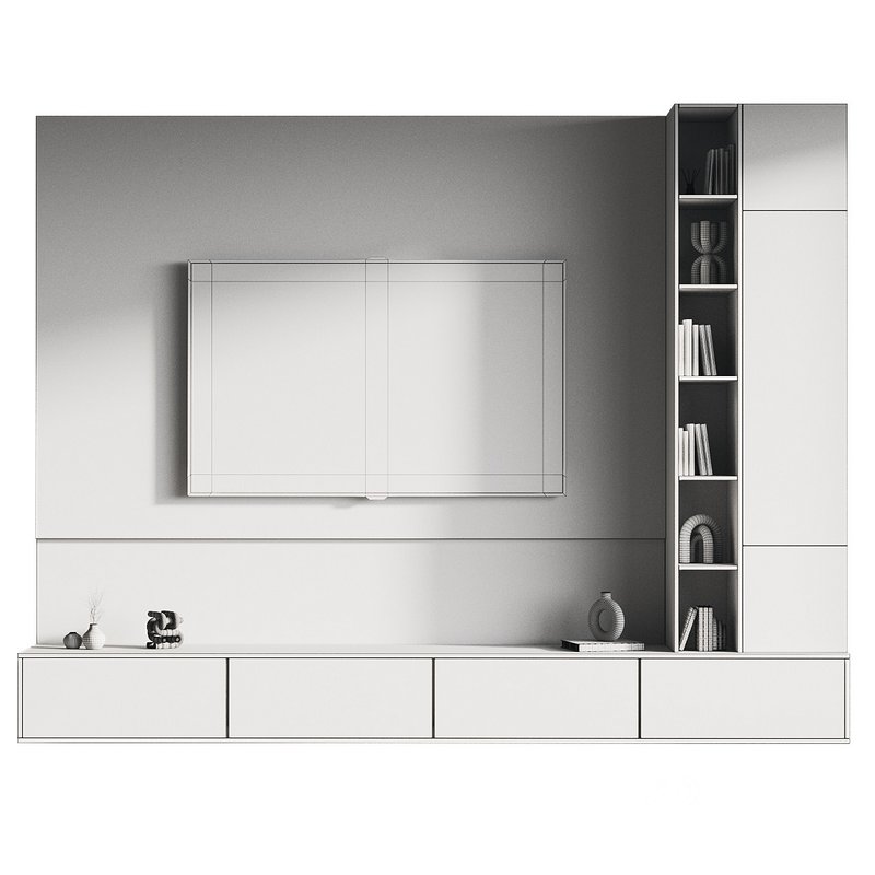 Tv Wall Set 043 3d model Buy Download 3dbrute
