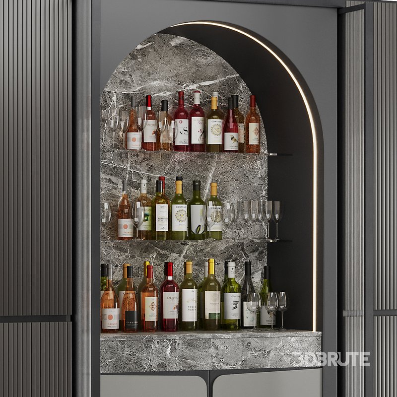 Bar Cabinet Set4 3d model Buy Download 3dbrute