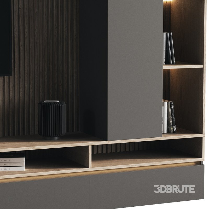 Tv Wall Set 035 3d model Buy Download 3dbrute