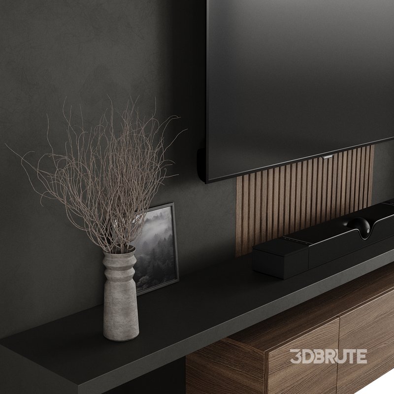 Tv Wall 018 3d model Buy Download 3dbrute