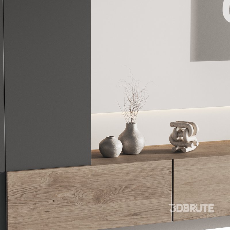 tv wall 041 3d model Buy Download 3dbrute