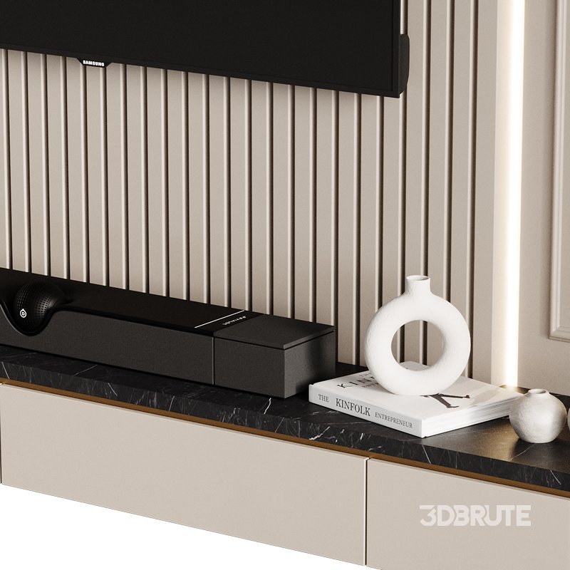 tv wall 008 3d model Buy Download 3dbrute