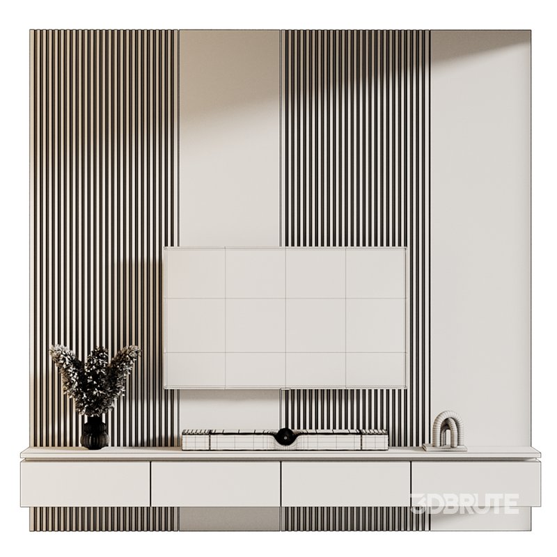 Tv wall 023 3d model Buy Download 3dbrute