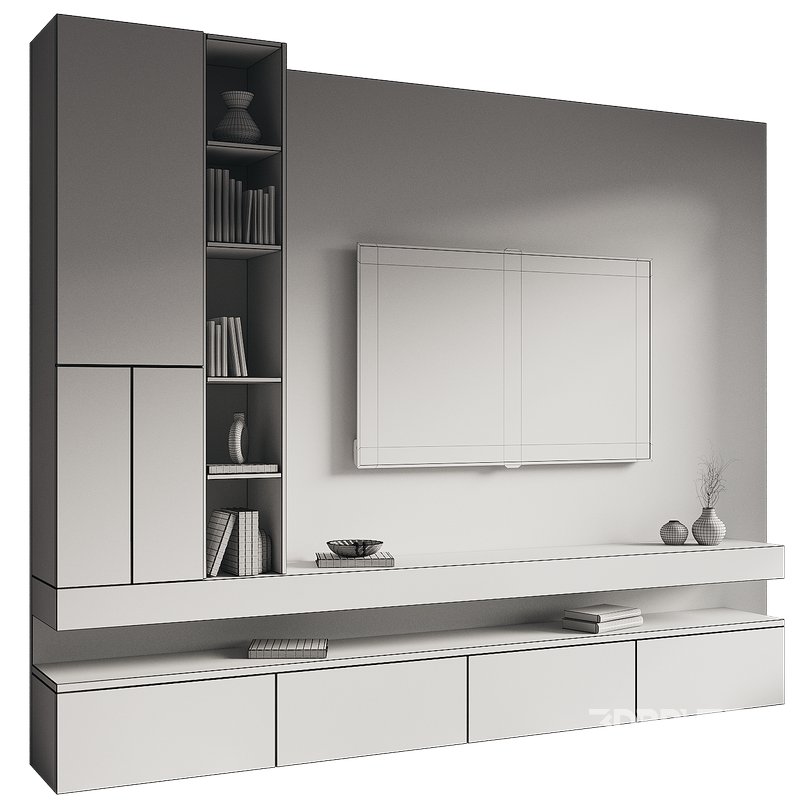 tv wall 106 3d model Buy Download 3dbrute