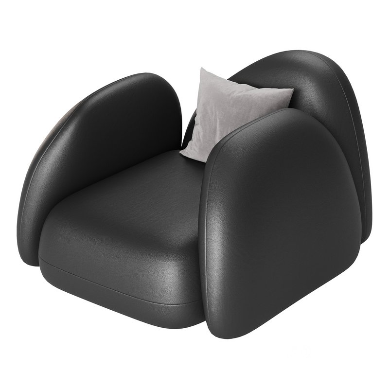 Modern Black Leather Armrest Standard Armchair 3d model Buy Download ...