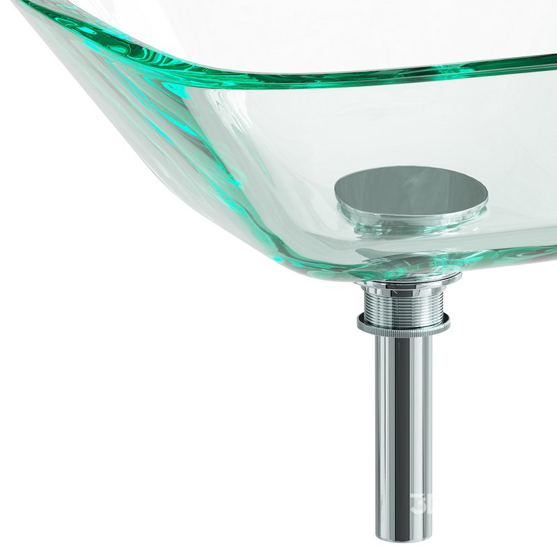 Square Glass Bathroom Vessel Sink with Drain Mini Bath Bowl - 3dbrute ...