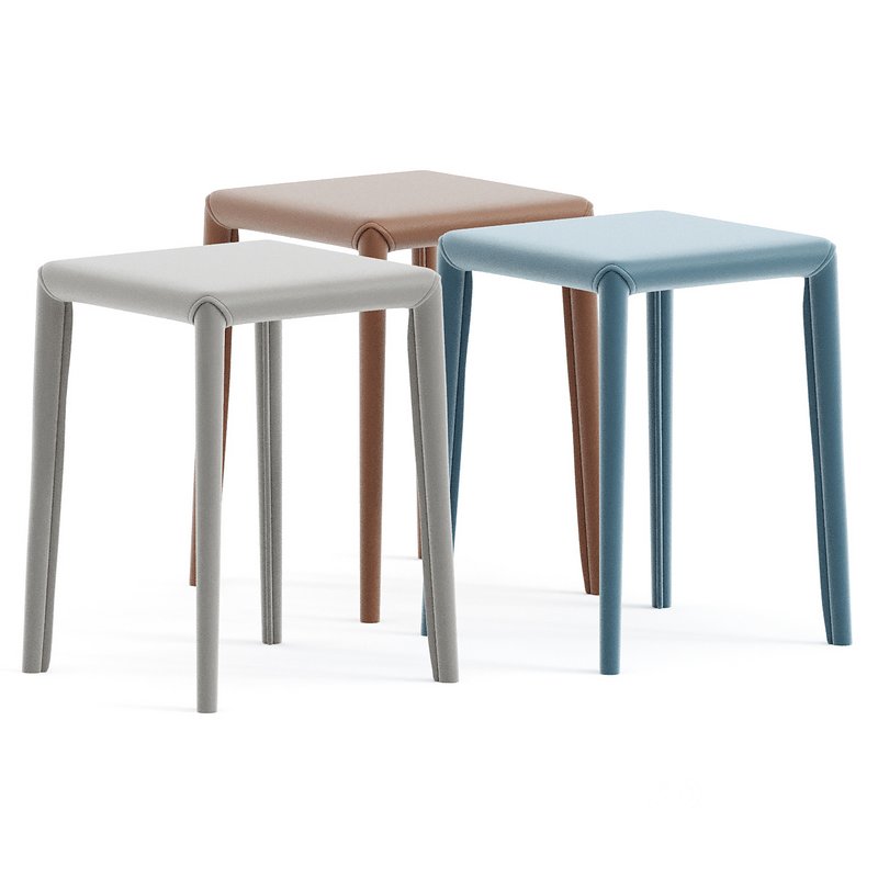 Modern Upholstered Metal Accent Stool with Backless Design and ...
