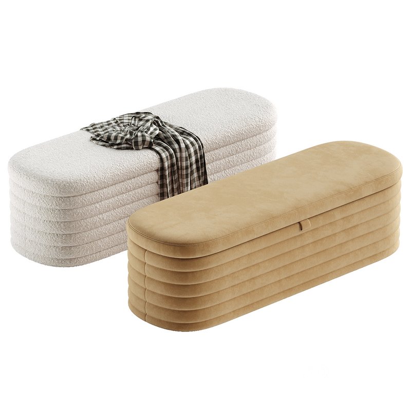 Upholstered Fabric Storage Bench 3d model Buy Download 3dbrute