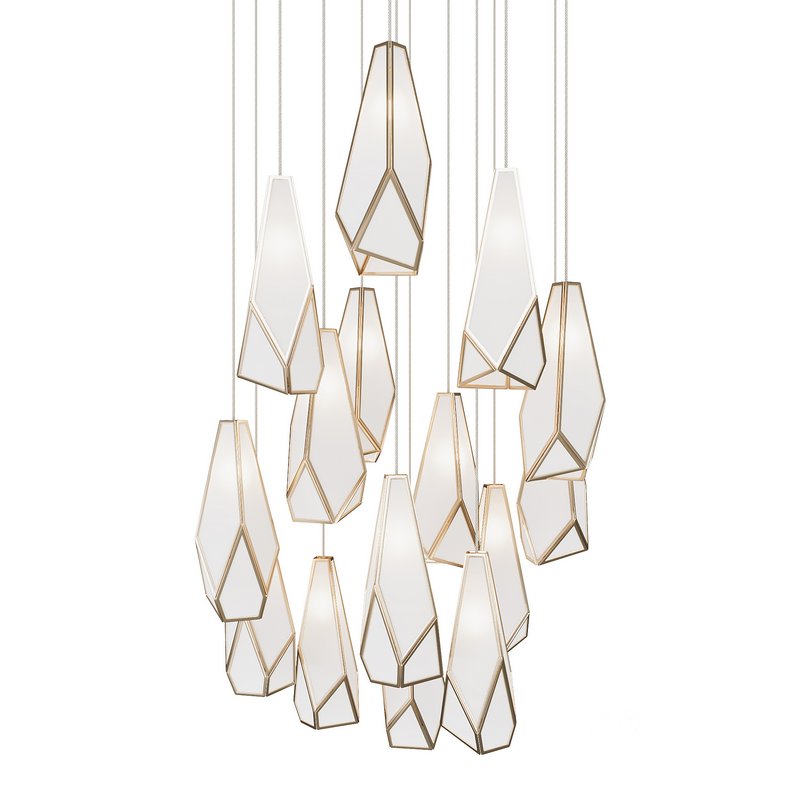 Glace White 15-Light Round Multi-Drop Pendant 3d model Buy Download 3dbrute