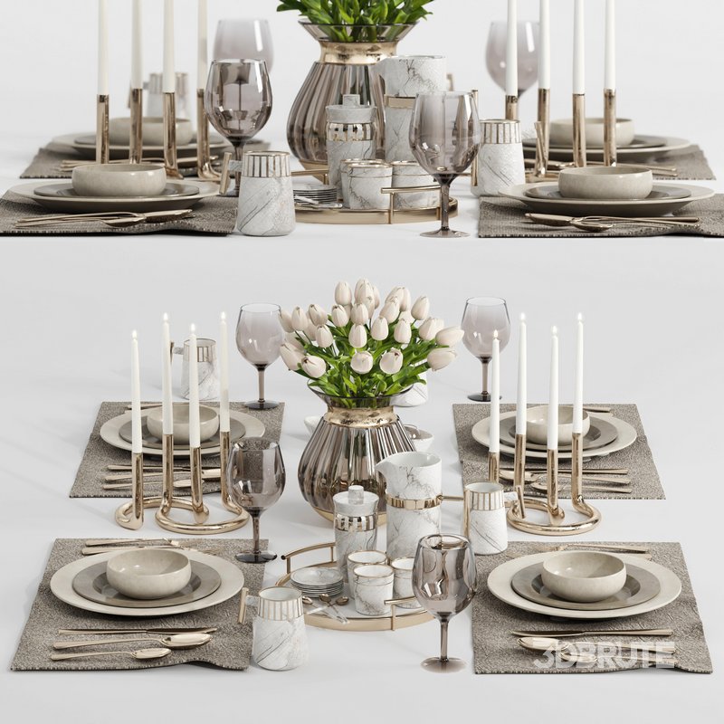 tableware set20 3d model Buy Download 3dbrute
