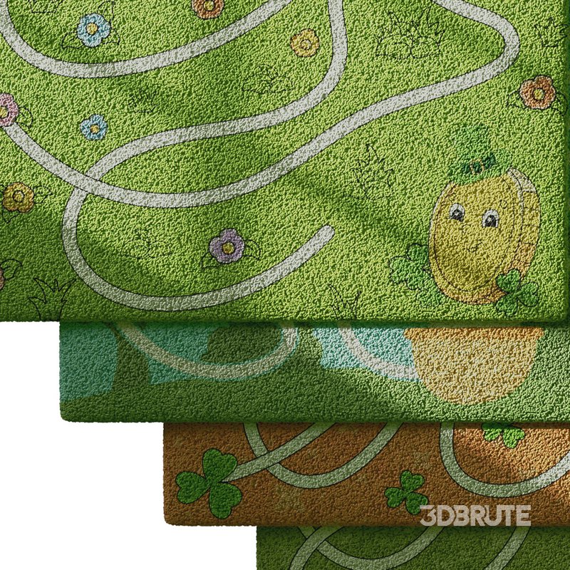 Kids carpet set 6 3d model Buy Download 3dbrute
