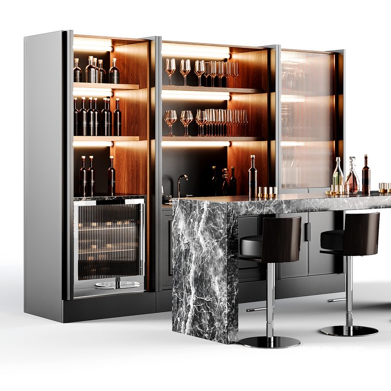 Cocktail Bar- Island Bar-cafe10 3d model Buy Download 3dbrute