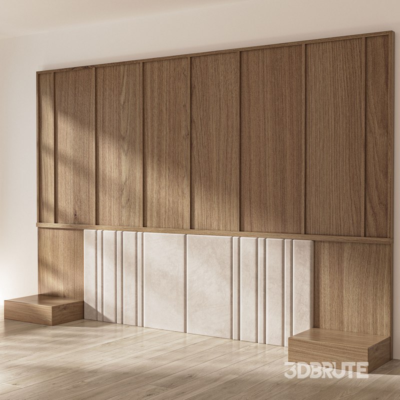 Decorative wall panel composition bedroom set 5 3d model Buy Download ...