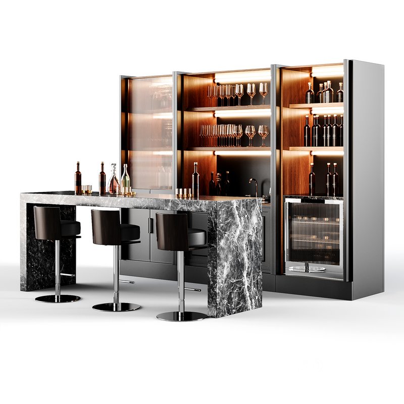 Cocktail Bar- Island Bar-cafe10 3d model Buy Download 3dbrute