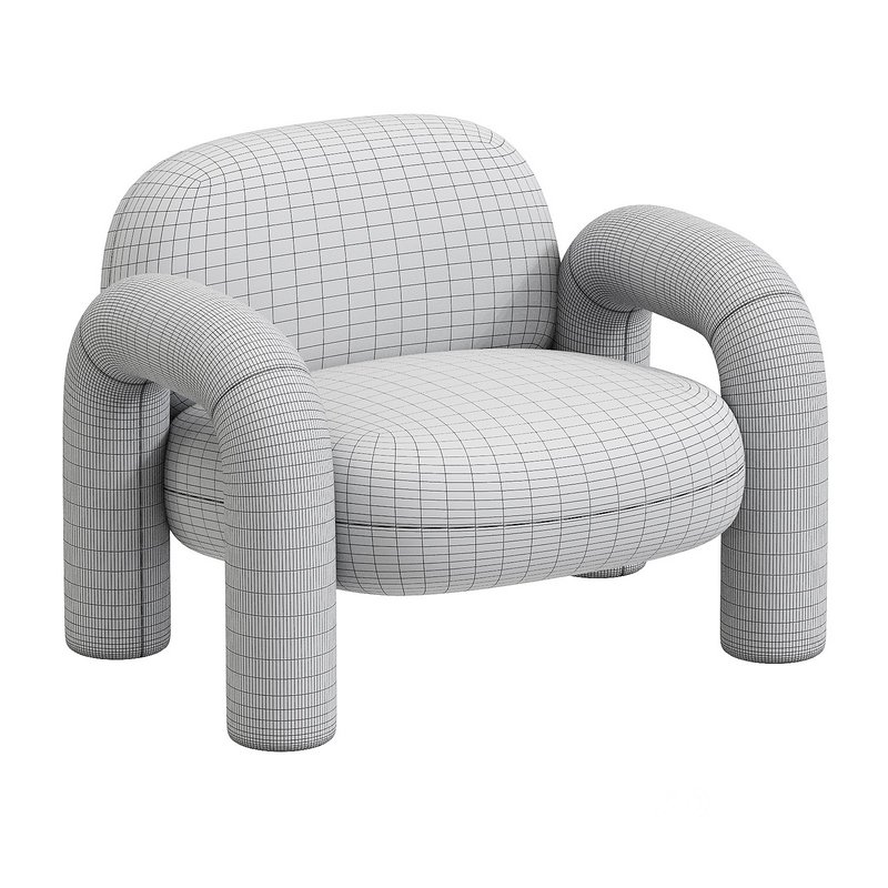 Bobo White Boucle Arm Chair 3d model Buy Download 3dbrute
