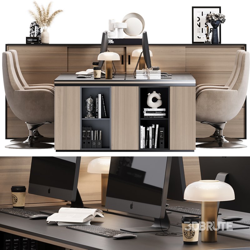 Employee Set Office Furniture 14 3d model Buy Download 3dbrute