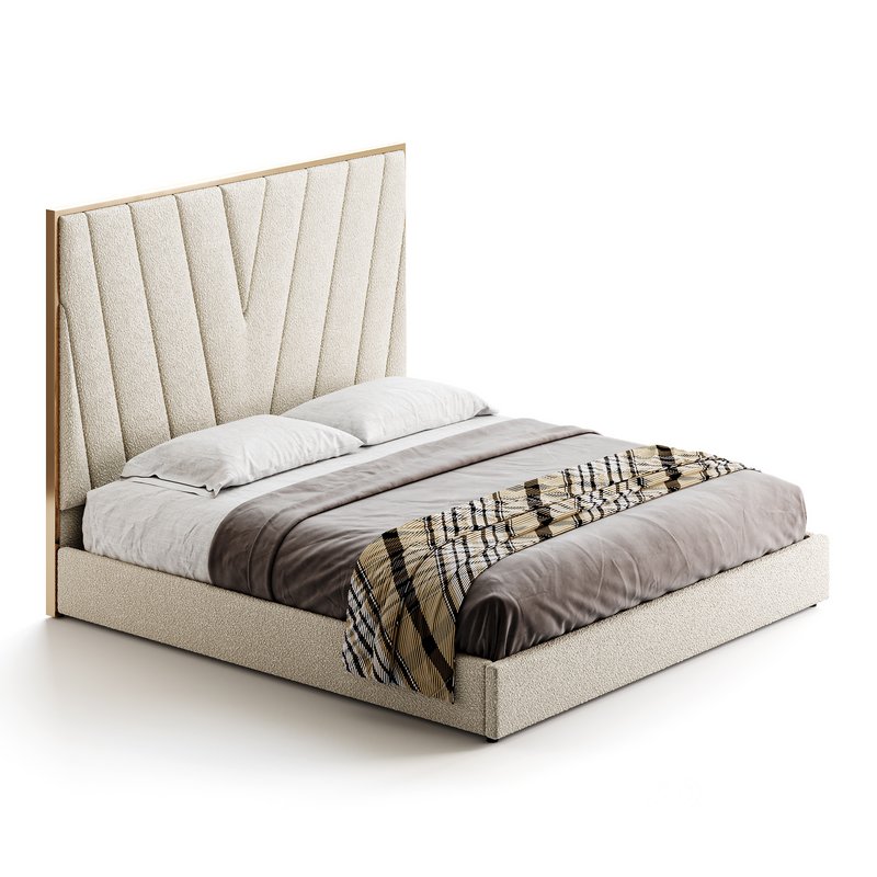 Grayish Upholstered luxury King Size Bed 3d model 3dbrute