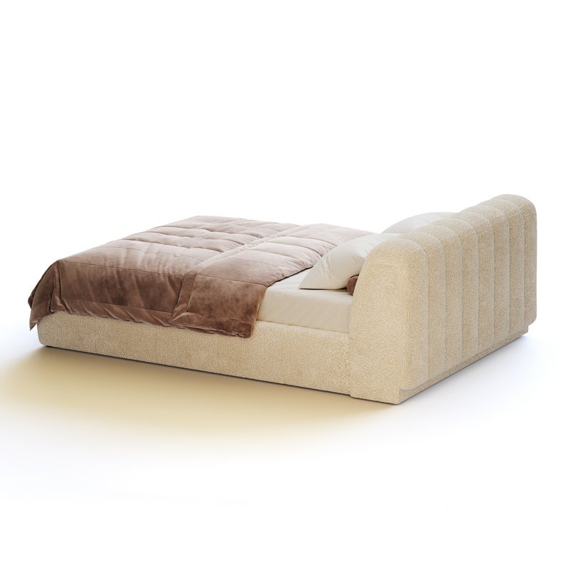 Salami Queen Bed - Maya Cream Boucle 3d model 3dbrute