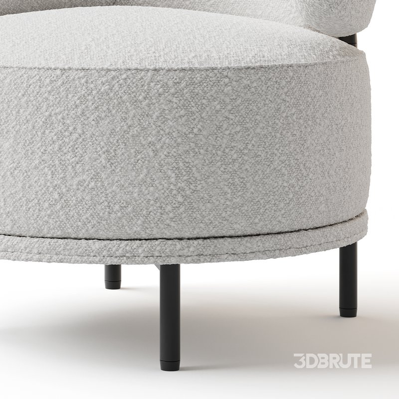 Penn Taupe Boucle Wing Back Accent Chair 3d model 3dbrute