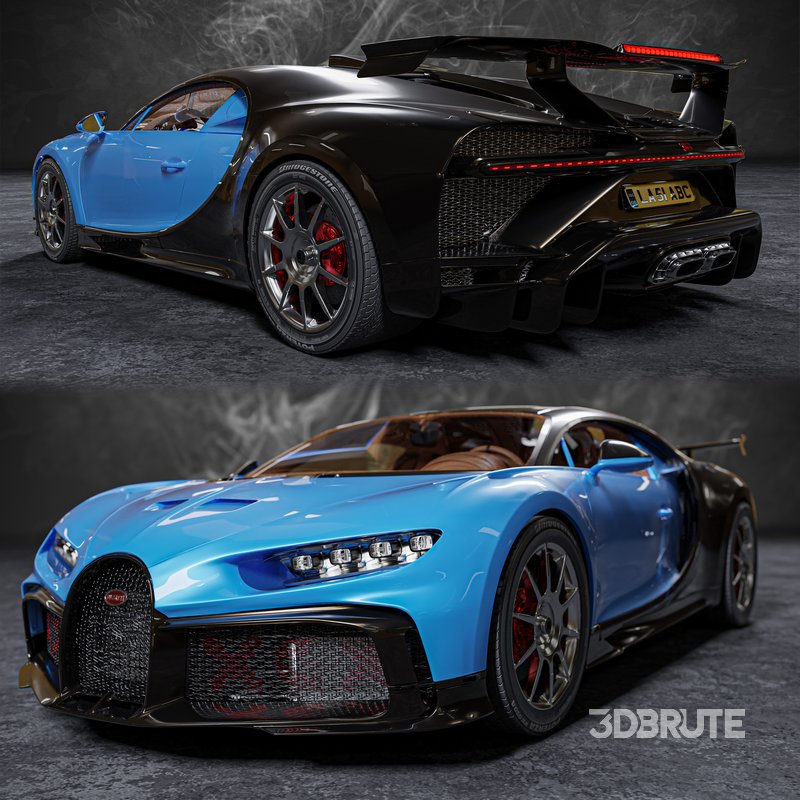 Bugatti Chiron + interior 3d model 3dbrute