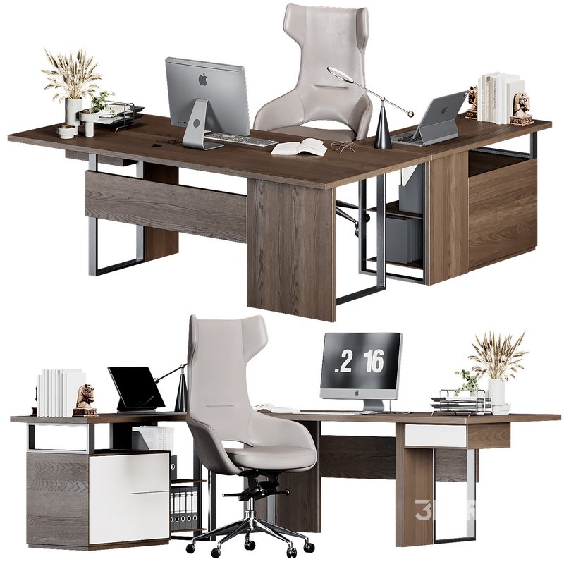 Office Furniture Manager set 24 3d model 3dbrute