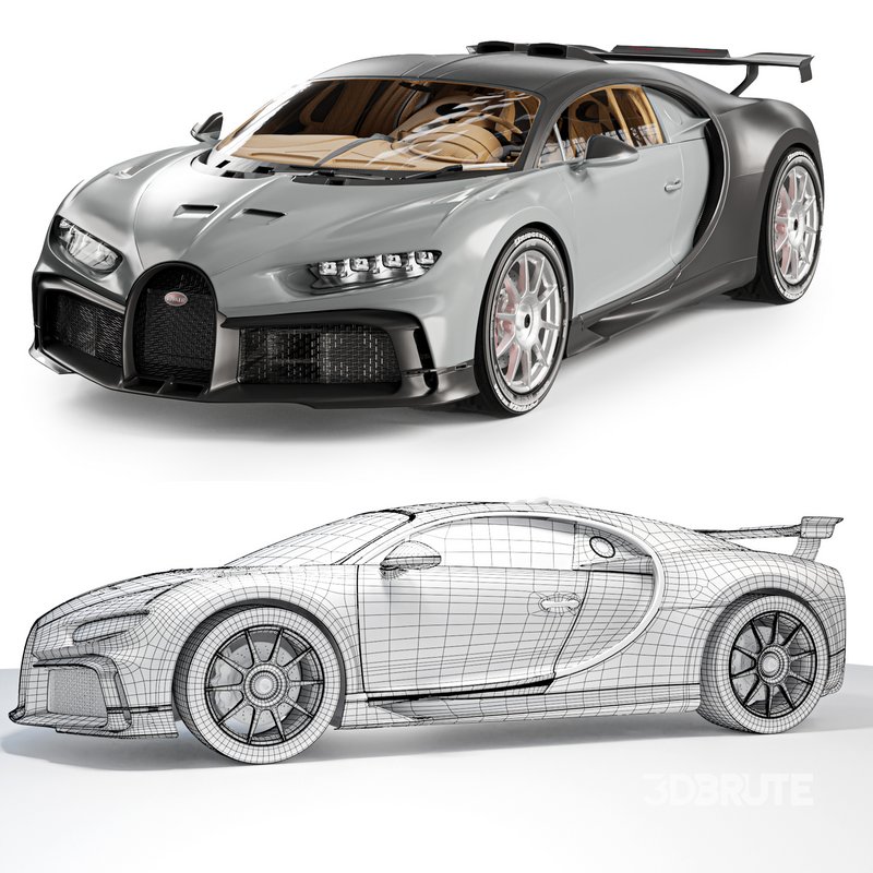 Bugatti Chiron + interior 3d model 3dbrute