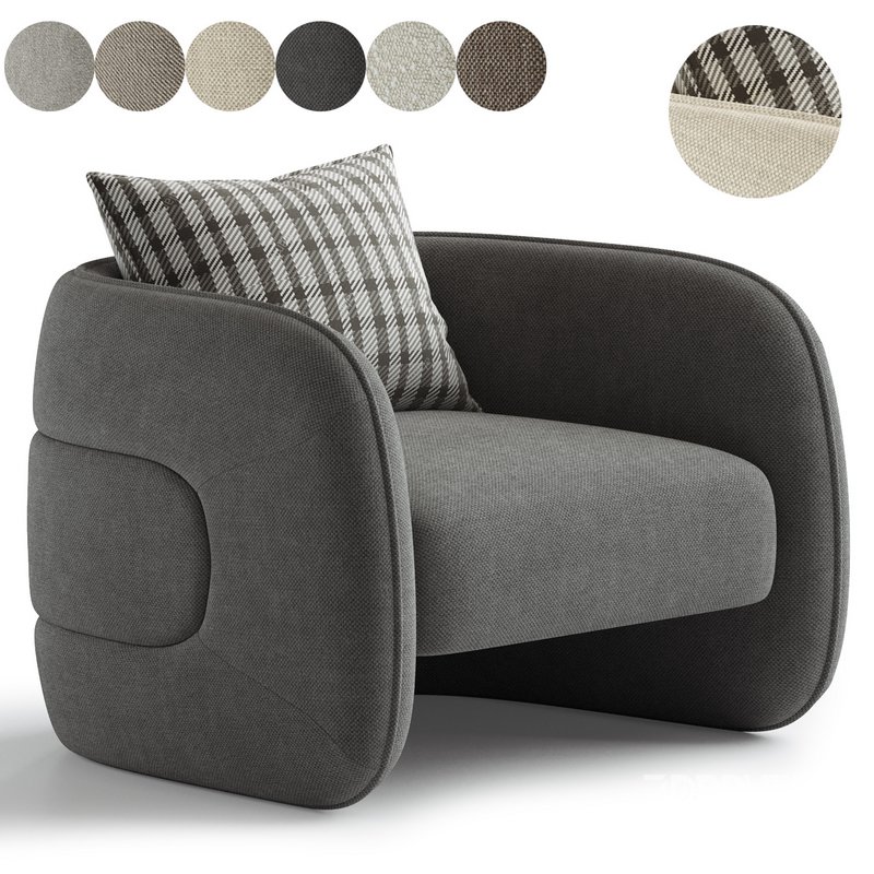 Kendra Curved Accent Chair 3d model 3dbrute