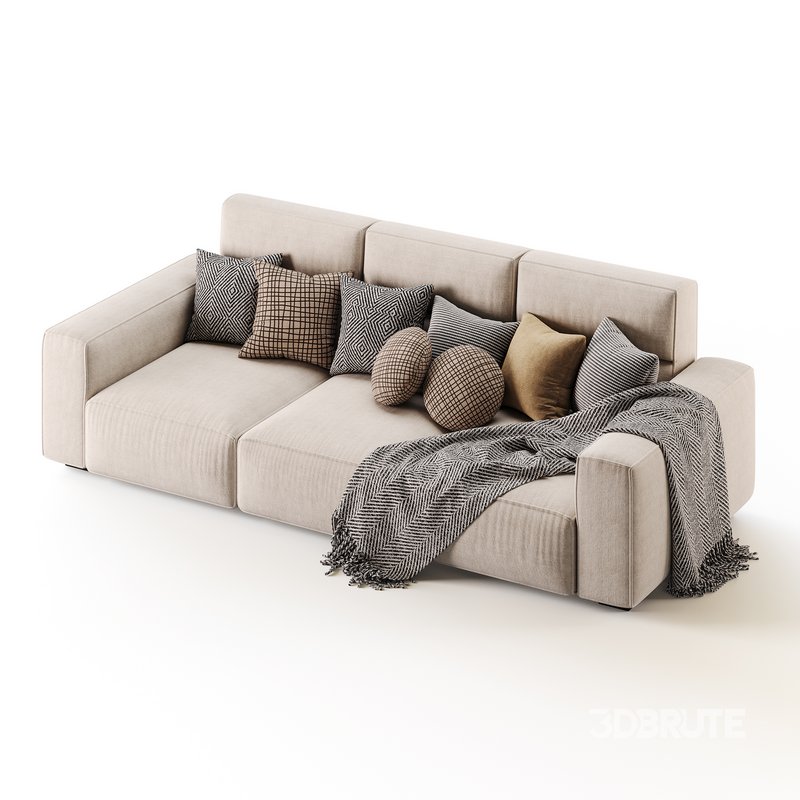 Beige Standard Sofa 3d model 3dbrute