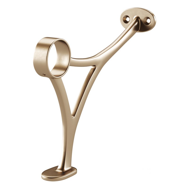 Polished Solid Brass Wall Mount Bar Bracket for Hanging Rail 3d model ...