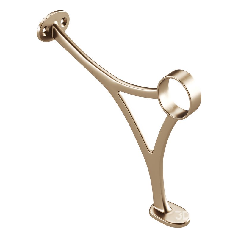 Polished Solid Brass Wall Mount Bar Bracket for Hanging Rail 3d model ...