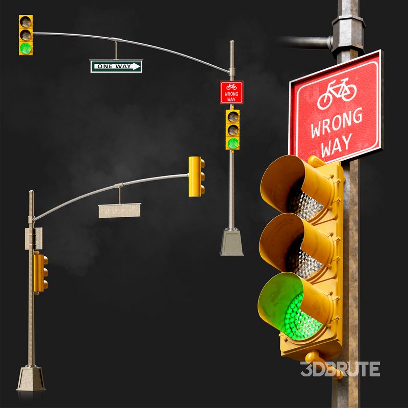 Traffic Light Set 01 3d model 3dbrute