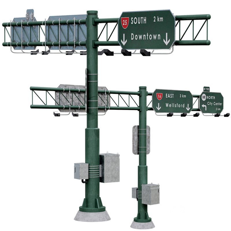 Highway & Street Sign 3d model 3dbrute