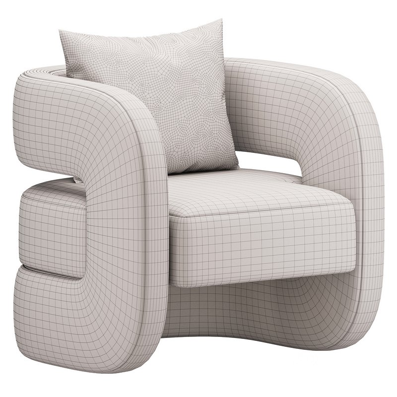 Unique Design Fabric Accent Chair 3d model 3dbrute