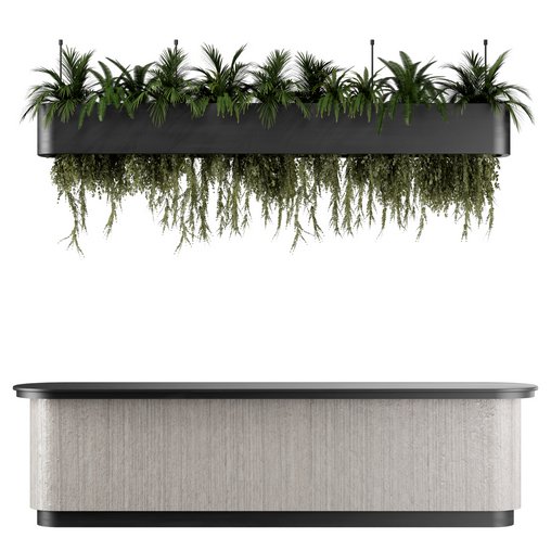Reception Desk With Hanging Plants - Set10 3d model 3dbrute