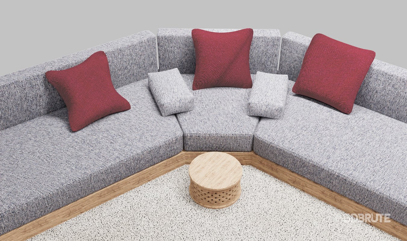 Octagon-Shaped Sectional Sofa 3d model 3dbrute