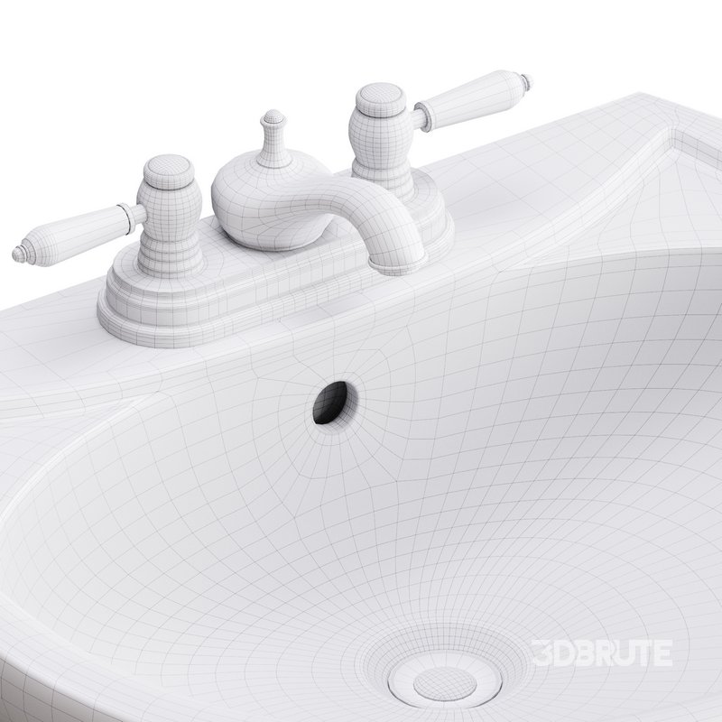 Ondine Pedestal white washbasin 3d model 3dbrute